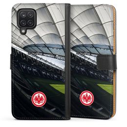 DeinDesign Galaxy A12 Handy Klapph&uuml;lle Handyh&uuml;lle aus Kunst Leder schwarz Flip Case Eintracht Frankfurt Stadium Official Licensed Product Sideflip mit langer 