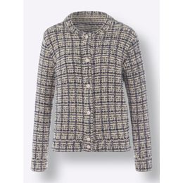 Heine Witt Damen Strickjacke in Blousonform, dunkelblau-champagner-gemustert, Gr&ouml;&szlig;e 38