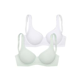 petite fleur by Lascana Damen T-Shirt-BH, mint + wei&szlig;, Gr&ouml;&szlig;e 105E