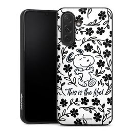 DeinDesign Galaxy A26 Handy Silikon H&uuml;lle Case schwarz Handyh&uuml;lle Peanuts Flowers Snoopy