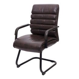 Konferenzstuhl MCW-H31, Esszimmerstuhl Freischwinger Stuhl, Vintage Wildleder-Optik Metall MVG ~ Kunstleder braun