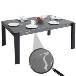 Esstisch MCW-L53, Tisch K&uuml;chentisch Esszimmertisch, Industrial Metall 140x80cm ~ Marmor-Optik grau