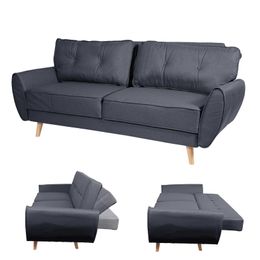 3er-Sofa MCW-J19, Couch Klappsofa Lounge-Sofa, Schlaffunktion ~ Stoff/Textil anthrazit