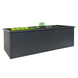Hochbeet MCW-N24, Metallhochbeet Gem&uuml;sebeet Blumenkasten Pflanzk&uuml;bel, Schneckenkante 78x250x90cm Eisen 65kg, anthrazit