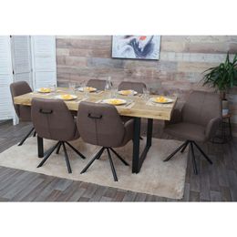 6er-Set Esszimmerstuhl MCW-H71, K&uuml;chenstuhl Lehnstuhl Stuhl, Stoff/Textil Stahl ~ braun