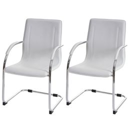 MCW 2er-Set Esszimmerstuhl Perm, Freischwinger K&uuml;chenstuhl Lehnstuhl Stuhl, Stahl ~ wei&szlig;