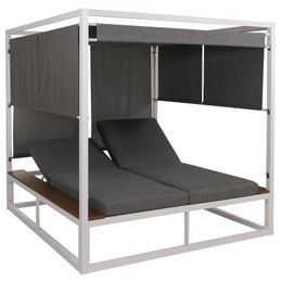 Aluminium Lounge-Gartenliege MCW-M63b, XL Sonnenliege Daybed, 10cm-Polster 200cm ~ wei&szlig; Polster grau
