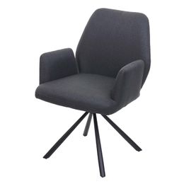 Esszimmerstuhl MCW-H71, K&uuml;chenstuhl Lehnstuhl Stuhl, Stoff/Textil Stahl ~ dunkelgrau