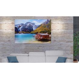 Wandgem&auml;lde Landschaft MCW-H25, Leinwandbild Sandgem&auml;lde Gem&auml;lde, handgemaltes XL Wandbild ~ 80x120cm