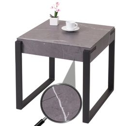 Beistelltisch MCW-L53, Kaffeetisch Nachttisch Loungetisch Couchtisch, Metall 51x50x54cm ~ Marmor-Optik grau