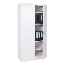 Aktenschrank MCW-H17, Stahlschrank B&uuml;roschrank Schrank, 2 T&uuml;ren abschlie&szlig;bar Metall ~ 185x90x40cm wei&szlig;