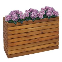 Pflanzkasten MCW-L21, Pflanzk&uuml;bel Blumentopf Hochbeet, eckig 41x63x23cm Outdoor Akazie Holz MVG-zertifiziert ~ braun