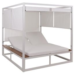 Aluminium Lounge-Gartenliege MCW-M63b, XL Sonnenliege Daybed, 10cm-Polster 200cm ~ wei&szlig; Polster creme