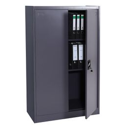 Aktenschrank MCW-H17, Stahlschrank B&uuml;roschrank Schrank, 2 T&uuml;ren abschlie&szlig;bar Metall ~ 140x90x40cm dunkelgrau