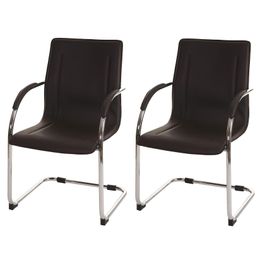 MCW 2er-Set Esszimmerstuhl Perm, Freischwinger K&uuml;chenstuhl Lehnstuhl Stuhl, Stahl ~ braun