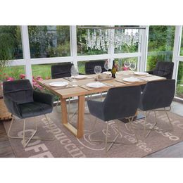 6er-Set Esszimmerstuhl MCW-F37, Stuhl K&uuml;chenstuhl, Retro Design Samt goldene F&uuml;&szlig;e ~ schwarz