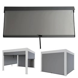 Seitenwand f&uuml;r Pergola MCW-L46, Pavillon Rollo Ersatzseitenwand, Stoff/Textil sturmfest 3x3m ~ anthrazit