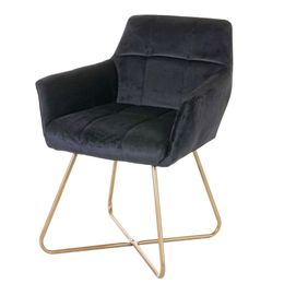 Esszimmerstuhl MCW-F37, Stuhl K&uuml;chenstuhl, Retro Design Samt goldene F&uuml;&szlig;e ~ schwarz