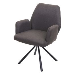 Esszimmerstuhl MCW-H71, K&uuml;chenstuhl Lehnstuhl Stuhl, Stoff/Textil Stahl ~ grau-braun