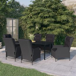 vidaXL 7-tlg. Garten-Essgruppe Dunkelgrau