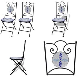 vidaXL Bistrostühle Klappbar 2 Stk. Keramik Blau und Weiß - Gartenstuhl - Gartenstühle - Outdoor-Stuhl - Outdoor-Stühle