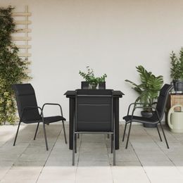 vidaXL 5-tlg. Garten-Essgruppe Schwarz Stahl und Textilene