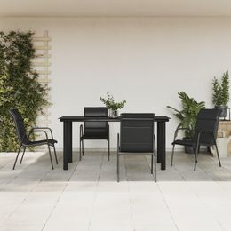 vidaXL 5-tlg. Garten-Essgruppe Schwarz Stahl und Textilene