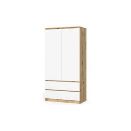 Höffner Drehtürenschrank mit 2 Schubladen Oda ¦ mehrfarbig ¦ Maße (cm): B: 90 H: 180 » Höffner