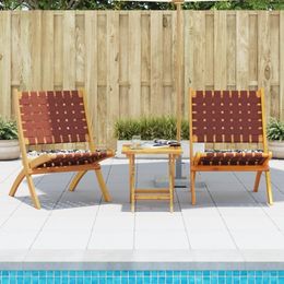 vidaXL Gartenstühle 2 Stk. Klappbar mit Tisch Rot Massivholz