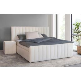 Boxspringbett Inosign "Effy inkl. Bettkasten und Topper, erhältlich in der Breite 180x200cm", beige (cream), B:203cm L:217cm, Holz teilmassiv, Holzwerkstoff, Spanplatte, Komplettbetten, wahlweise in H3 oder H4 wählbar
