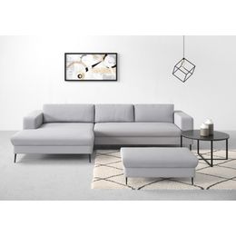 Ecksofa DOMO collection "Modica, zeitlos und elegant, L-Form", silber, B:329cm H:81cm T:173cm, Sofas, Ecksofa, moderne Optik mit extrabreiter Recamiere, auch in Cord