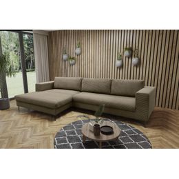 Ecksofa DOMO collection "Modica, zeitlos und elegant, L-Form", braun (schlamm), B:329cm H:83cm T:173cm, 100% Polyester, Sofas, Ecksofa, moderne Optik mit extrabreiter Recamiere, auch in Cord