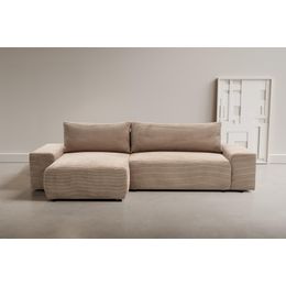Ecksofa WERK2 "Amsterdam, zeitlos und elegant, Breite 300cm, L-Form", beige (greige), B:300cm H:76cm T:150cm, 90% Polyester, 10% Nylon, Sofas, Ecksofa, Design Ecksofa mit hohem Komfort, Schlaffunktion & Bettkasten