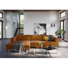 Ecksofa DOMO collection "Modica, zeitlos und elegant, L-Form", gelb (curry), B:329cm H:81cm T:173cm, Sofas, Ecksofa, moderne Optik mit extrabreiter Recamiere, auch in Cord