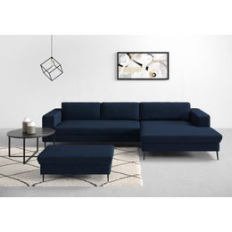 Ecksofa DOMO collection "Modica, zeitlos und elegant, L-Form", blau (marine), B:329cm H:81cm T:173cm, Sofas, Ecksofa, moderne Optik mit extrabreiter Recamiere, auch in Cord