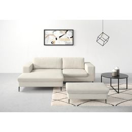 Ecksofa DOMO collection "Modica kompakt und elegant, Breite 244, L-Form", beige, B:244cm H:83cm T:173cm, Sofas, Ecksofa, moderne Optik mit extrabreiter Recamiere, auch in Cord
