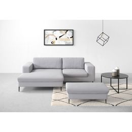 Ecksofa DOMO collection "Modica kompakt und elegant, Breite 244, L-Form", silber, B:244cm H:83cm T:173cm, Sofas, Ecksofa, moderne Optik mit extrabreiter Recamiere, auch in Cord