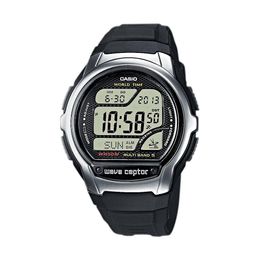 Funkchronograph CASIO FUNK, schwarz, Armbanduhren, Herren, Quarzuhr, Armbanduhr, Herrenuhr, Funkuhr, Digitaluhr, Resinarmband