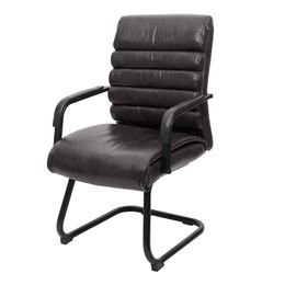 Konferenzstuhl MCW-H31, Esszimmerstuhl Freischwinger Stuhl, Vintage Wildleder-Optik Metall MVG ~ Kunstleder schwarz