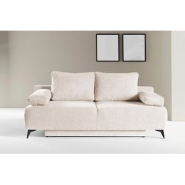 Schlafsofa WERK2 "Viktoria mit Komfortsitz- und Liegeh&ouml;he, Breite 200cm", beige, B:200cm H:95cm T:105cm, 95% Polyester, 5% Polyamid, Sofas, Schlafsofa, bequemes 2-Sitzer Schlafcouch mit Bettkasten