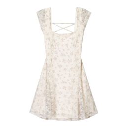 Bershka Kleid Damen Gr&ouml;&szlig;e 34 ecru / gr&uuml;n / rosa