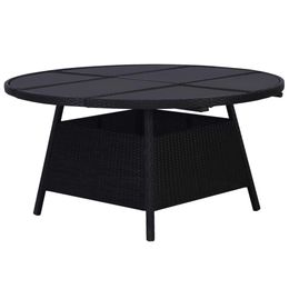vidaXL 9-tlg. Garten-Essgruppe mit Kissen Poly Rattan Schwarz