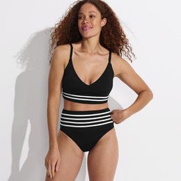 LANDS' END Bikinihose mit Paspelierung, High Waist, hoher Beinausschnitt, Damen,  Schwarz, Elasthan/Nylon-Mischung, by Lands' End