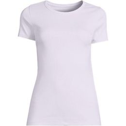 LANDS' END Kurzarm-Baumwollrippshirt mit Rundhalsausschnitt, Damen,  Lila, Baumwolle, by Lands' End