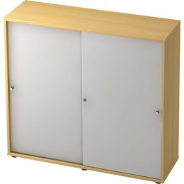 eurokraft pro Schiebetürenschrank, 2 Fachböden, Mitteltrennwand, Buche / alusilber