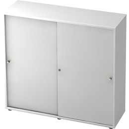 eurokraft pro Schiebetürenschrank, 2 Fachböden, Mitteltrennwand, weiß / weiß