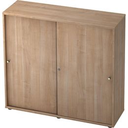 eurokraft pro Schiebetürenschrank, 2 Fachböden, Mitteltrennwand, Nussbaum-Dekor / Nussbaum-Dekor