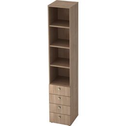 eurokraft pro Kombi-Schrank, 3 Fachböden, 4 Schubladen, Nussbaum-Dekor / Nussbaum-Dekor