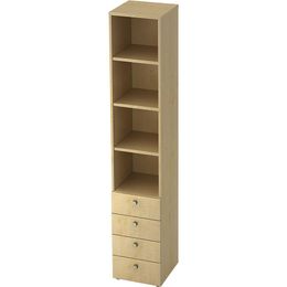 eurokraft pro Kombi-Schrank, 3 Fachböden, 4 Schubladen, Ahorn-Dekor / Ahorn-Dekor
