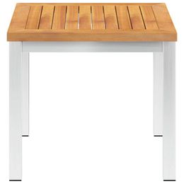 vidaXL Garten-Beistelltisch 45x45x38 cm Massivholz Akazie & Edelstahl
